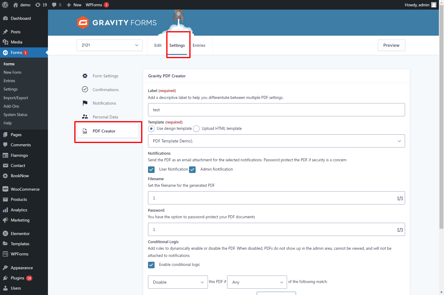 Setup PDF for Gravity Forms - PDF WordPress Plugin For Contact Form