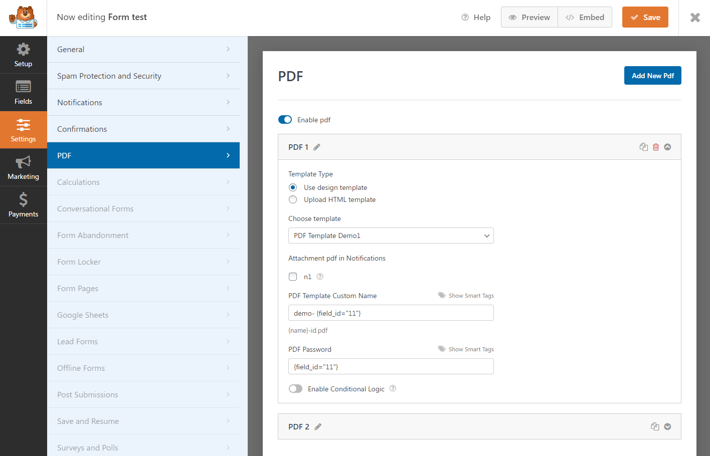 Setup PDF for WPForms - PDF WordPress Plugin For Contact Form