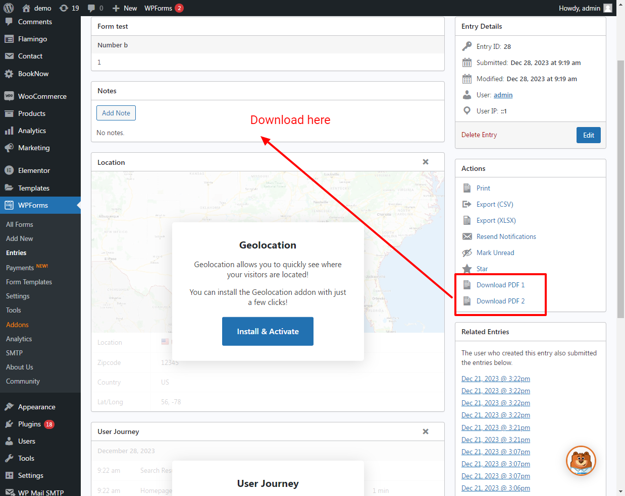 Viewing WPForms PDF documents in your Admin Area - PDF WordPress Plugin For Contact Form