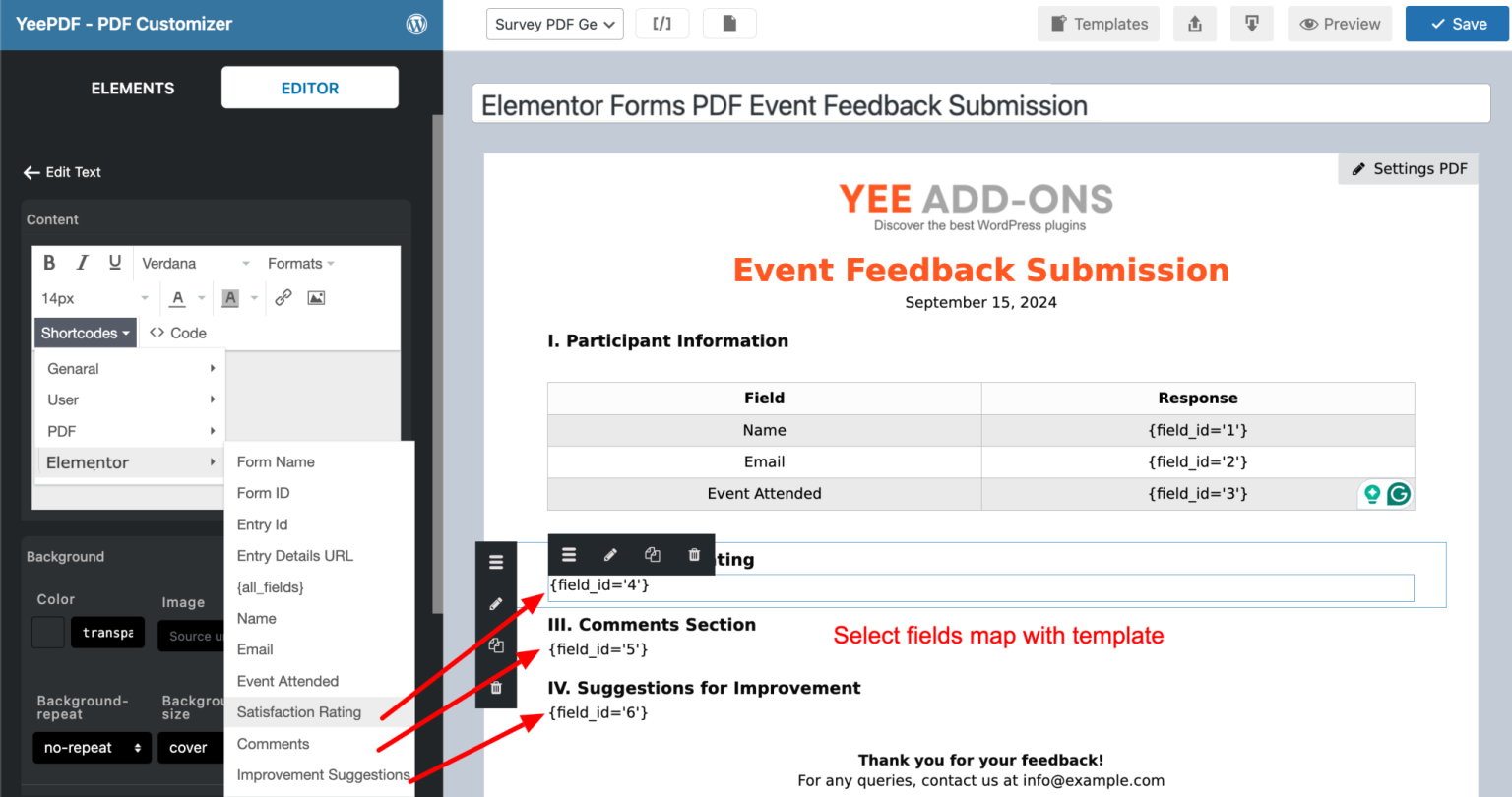 Elementor Forms mapping field with PDF Template - PDF WordPress Plugin For Contact Form